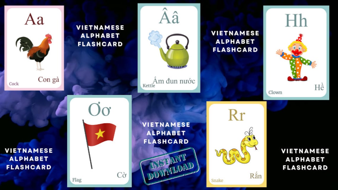 VIETNAMESE Alphabet FLASHCARD With Picture Learning - Etsy Canada