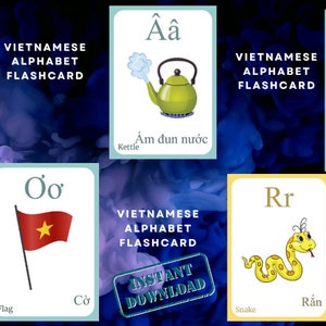 VIETNAMESE Alphabet FLASHCARD With Picture, Learning VIETNAMESE ...