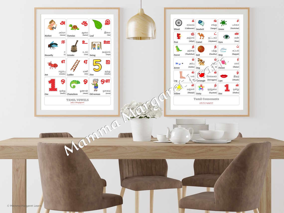 TAMIL Alphabet CHART Tamil Vowels and Tamil Consonants Chart - Etsy Canada