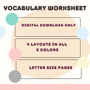 VOCABULARY WORKSHEET and Tracker List Printable, Perfect Language ...