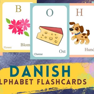 DANISH Alphabet FLASHCARD With Picture, Learning Danish, Danish Letter ...