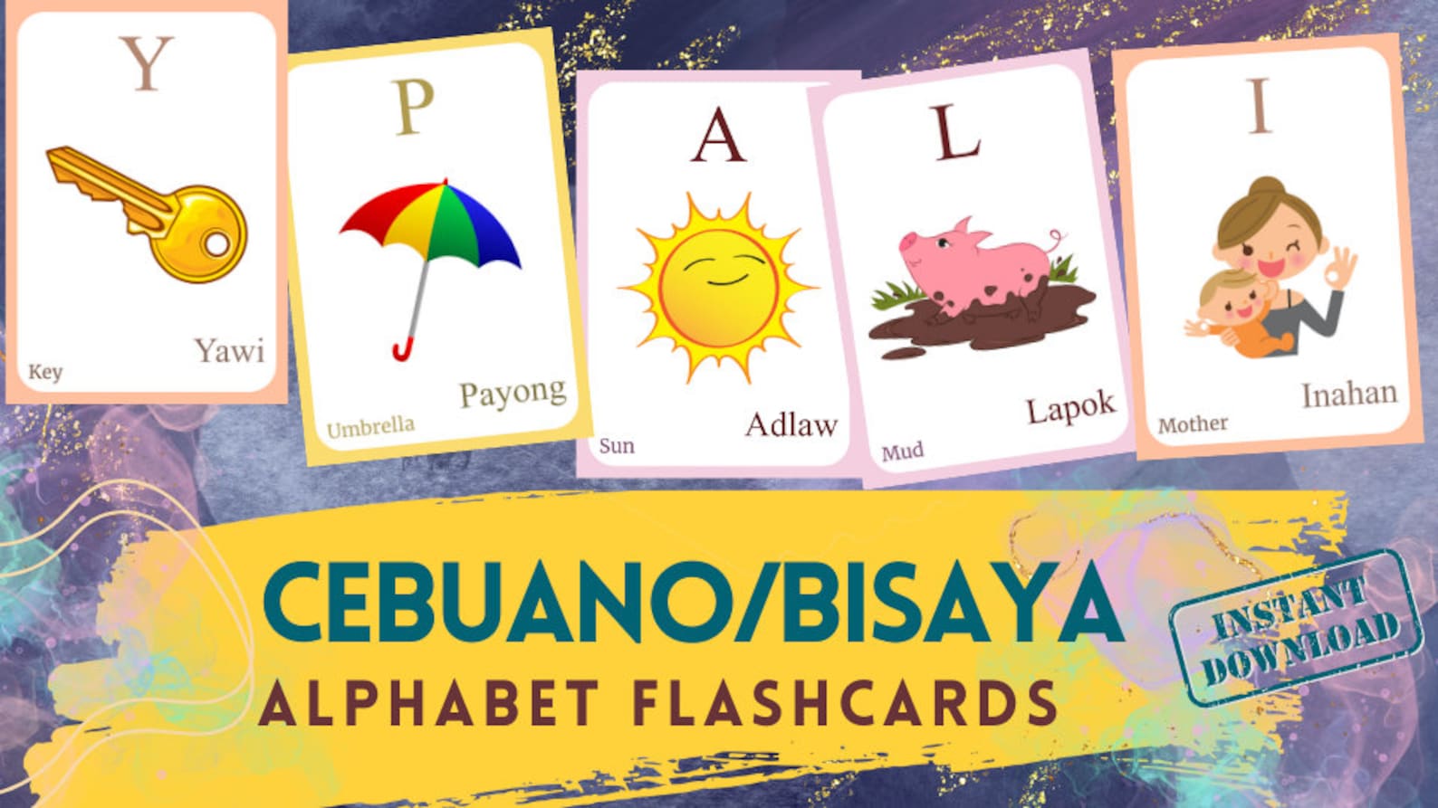 BISAYA (CEBUANO) Alphabet FLASHCARD With Picture, Learning Bisaya ...