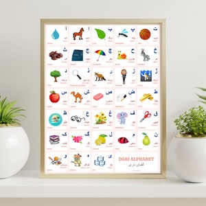 DARI ALPHABET CHART Print, Dari Alphabet Poster With Words and English ...