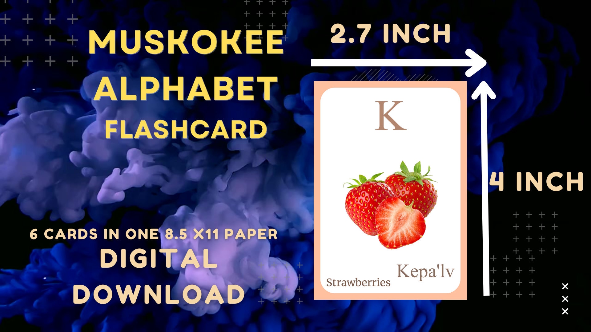 Muskokee Alphabet FLASHCARD With Picture, Pdf, Digital Download, Creek ...