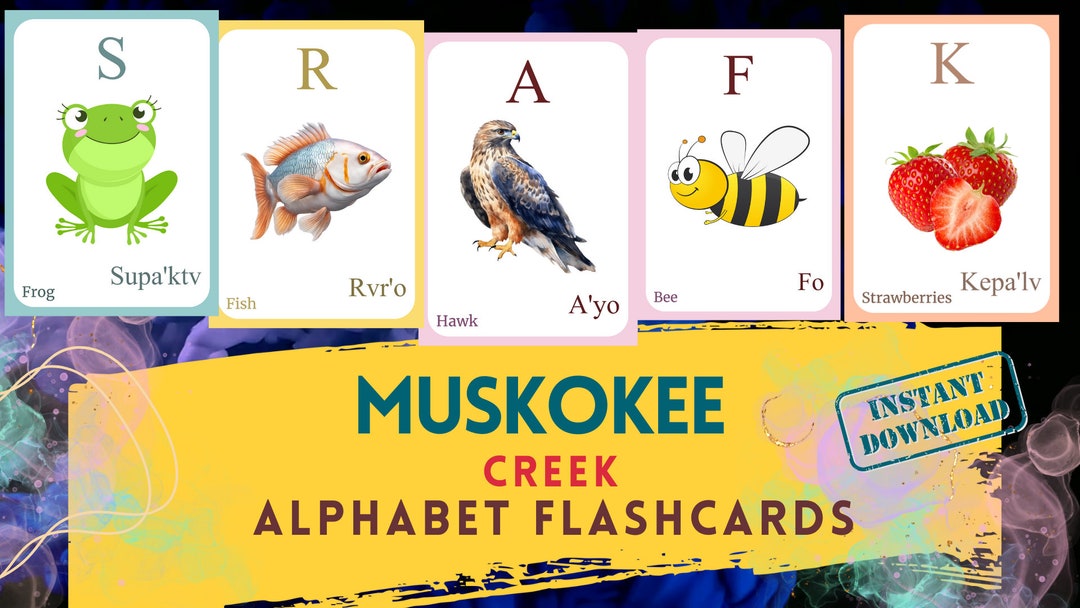 Muskokee Alphabet FLASHCARD With Picture, Pdf, Digital Download, Creek ...