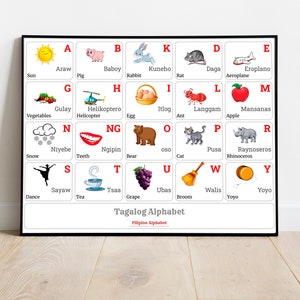 TAGALOG FILIPINO Alphabet CHART With Words and English Translations ...