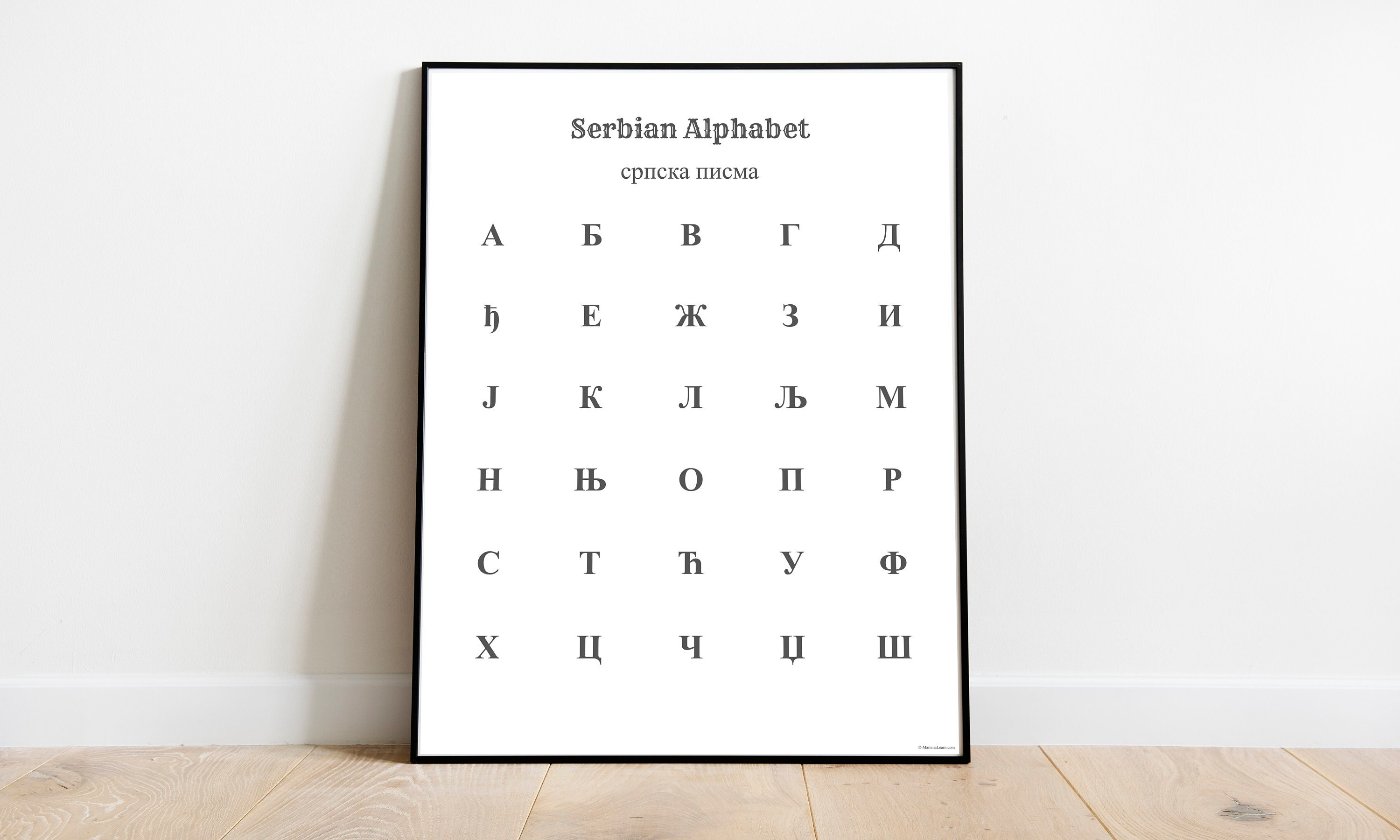 Serbian Alphabet Poster Chart, Minimalist Print Art, Serbian Language Alphabet Chart Physical ...
