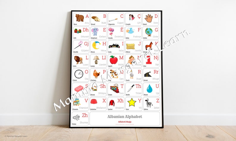ALBANIAN Alphabet CHART With Words and English Translations Printable ...