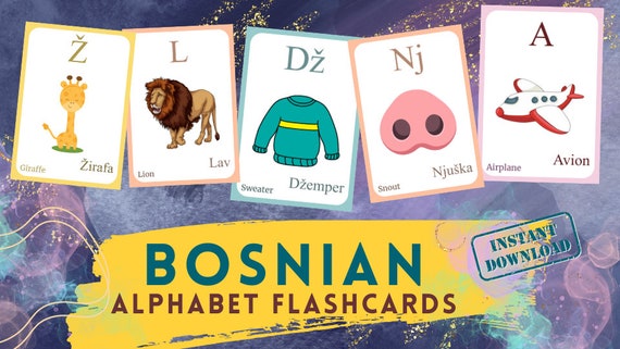 BOSNIAN Alphabet FLASHCARD With Picture Learning BOSNIAN - Etsy