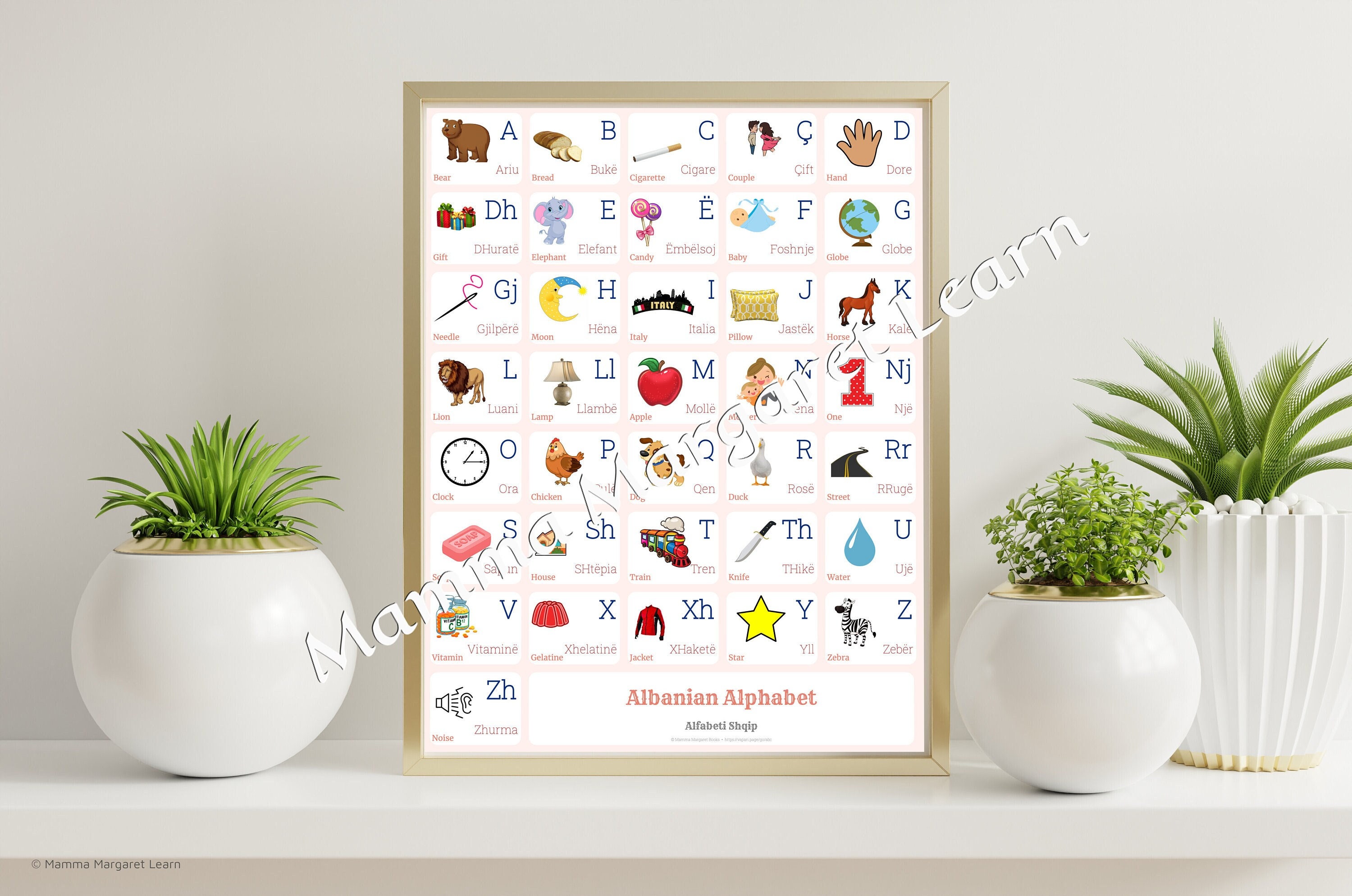 ALBANIAN Alphabet CHART With Words and English Translations Printable ...