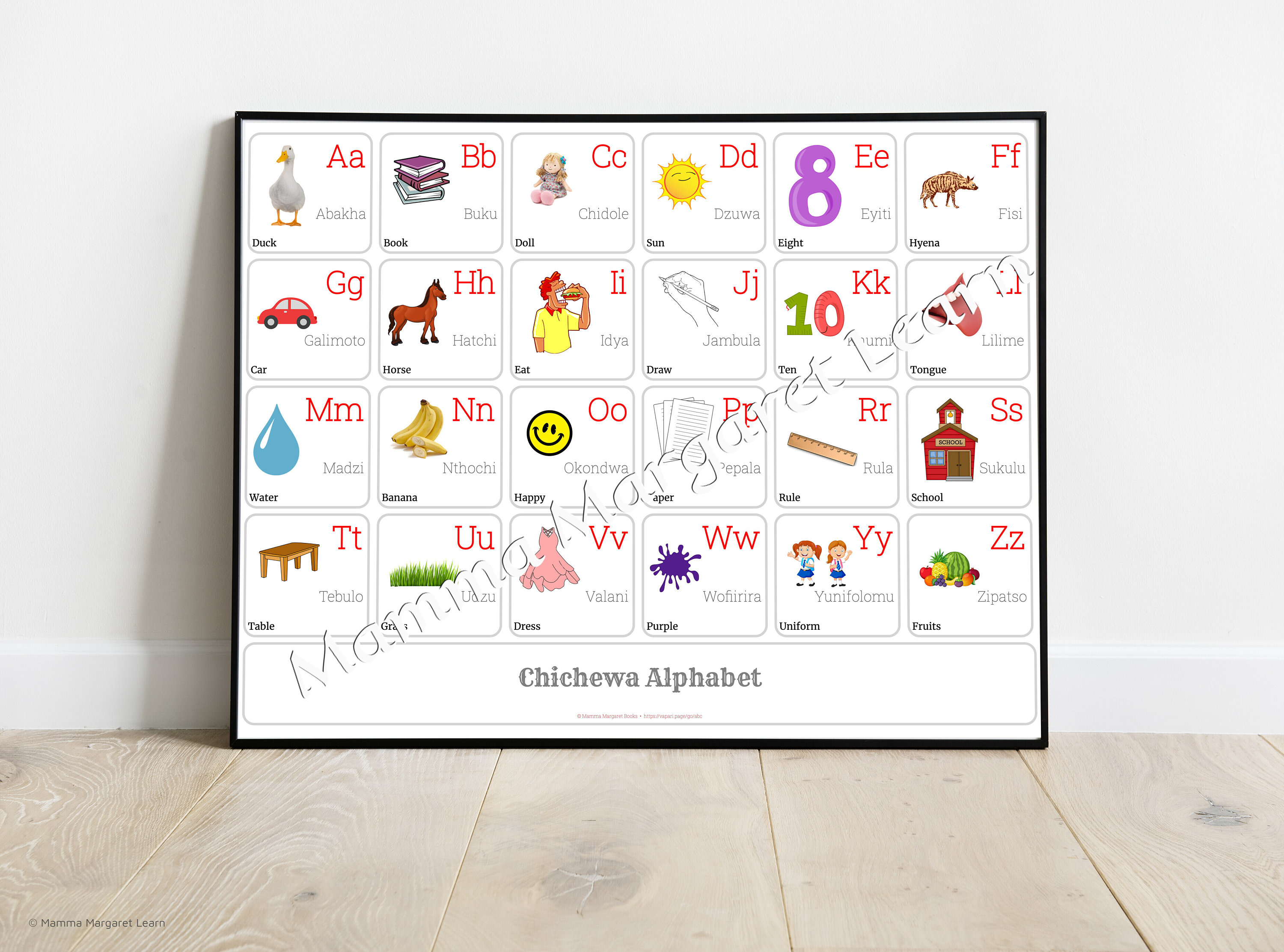 CHICHEWA Alphabet CHART With Words and English Translations Printable ...