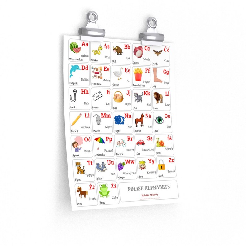 POLISH Alphabet POSTER Print With Words and English - Etsy