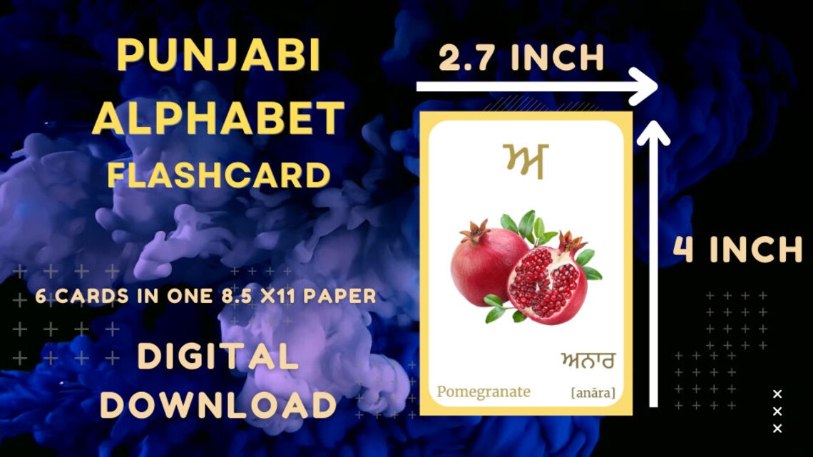 PUNJABI Alphabet FLASHCARD With Picture, Learning PUNJABI, Punjabi ...