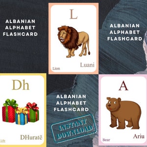 ALBANIAN Alphabet FLASHCARD With Picture, Learning ALBANIAN, Albanian ...