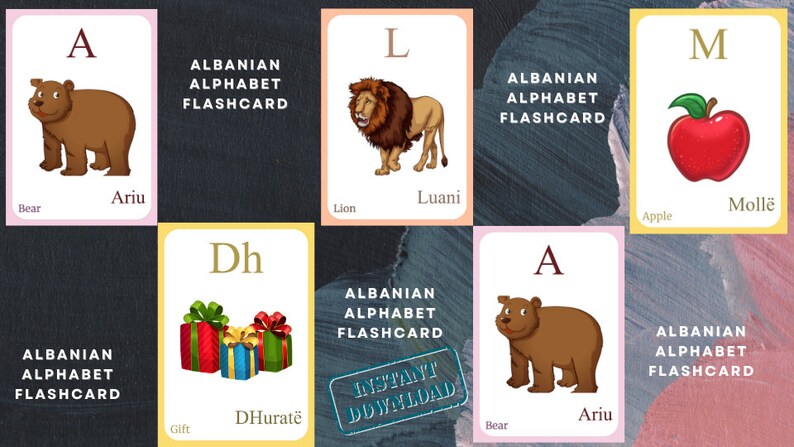 ALBANIAN Alphabet FLASHCARD With Picture, Learning ALBANIAN, Albanian ...