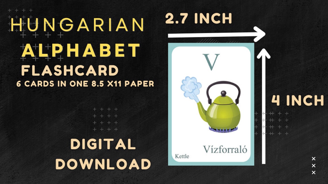 HUNGARIAN Alphabet FLASHCARD With Picture, Learning Hungarian ...