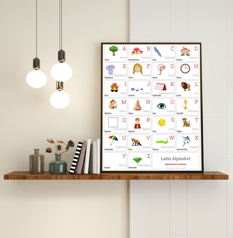 LATIN Alphabet CHART With Words and English Translations - Etsy