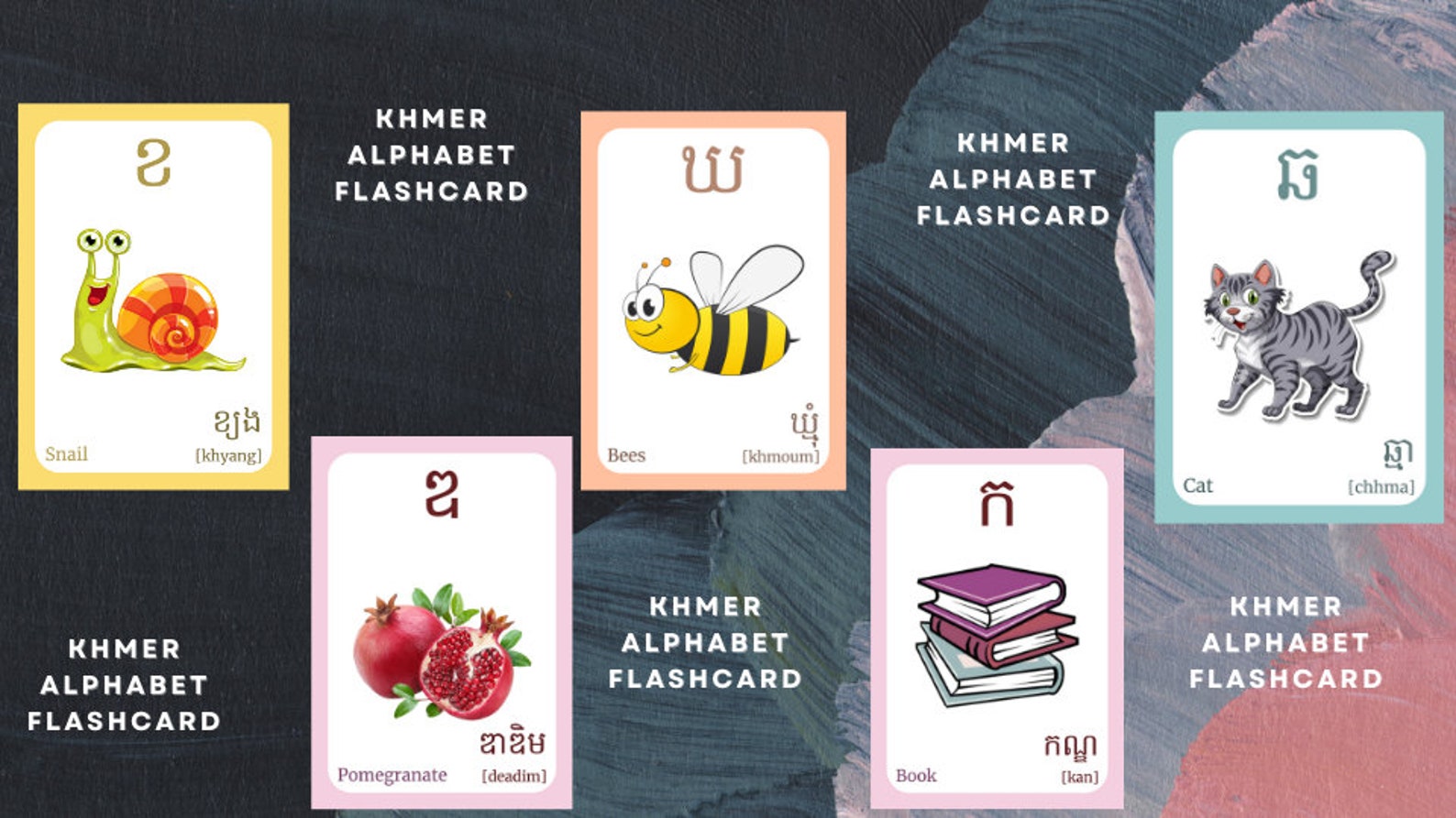 KHMER Alphabet FLASHCARD With Picture Learning Khmer Khmer - Etsy