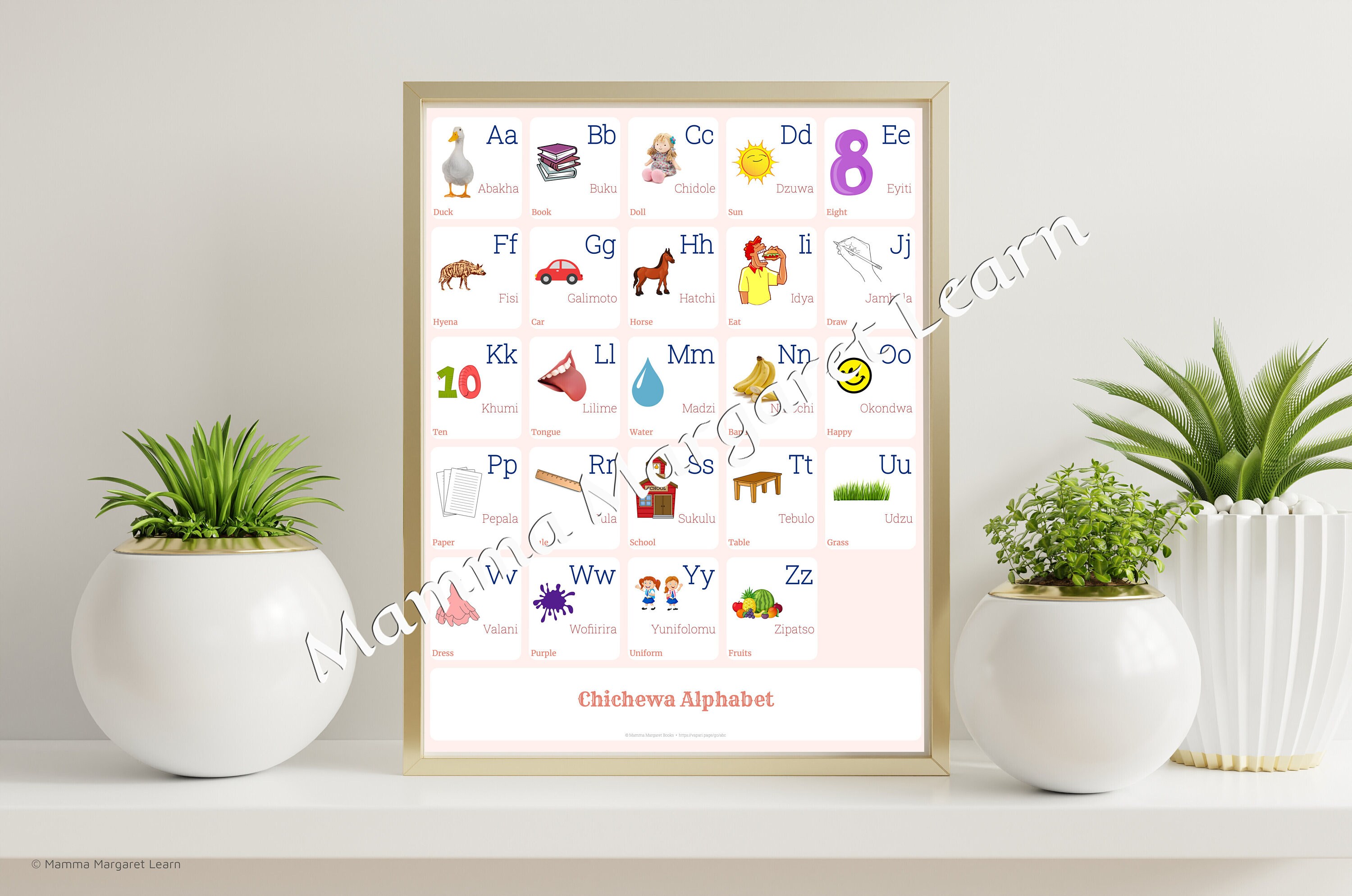 CHICHEWA Alphabet CHART With Words and English Translations Printable ...