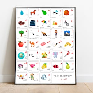 DARI Alphabet CHART With Words and English Translations Printable Art ...