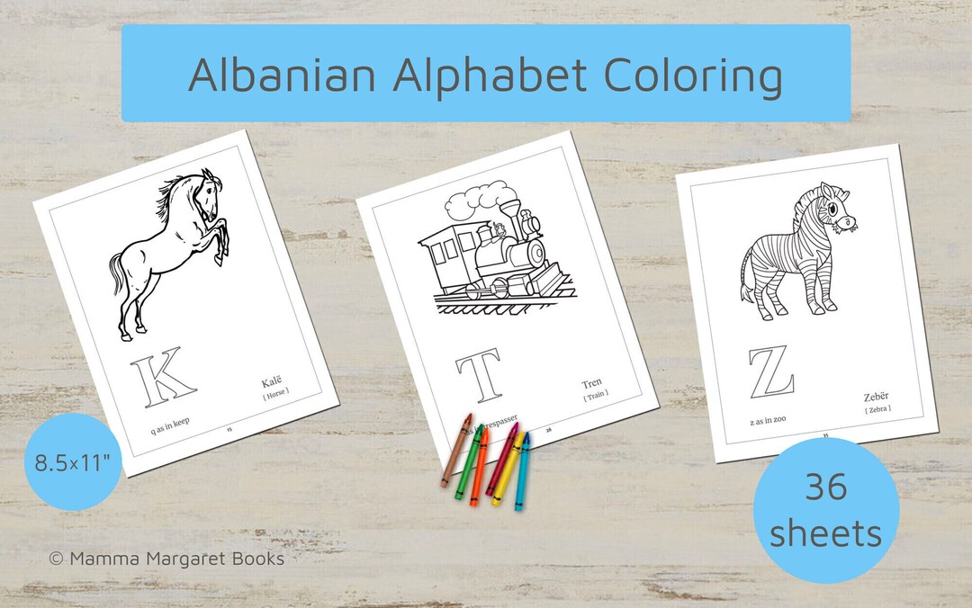 Albanian Alphabet Coloring Pages (36 Pages), Printable Albanian ...
