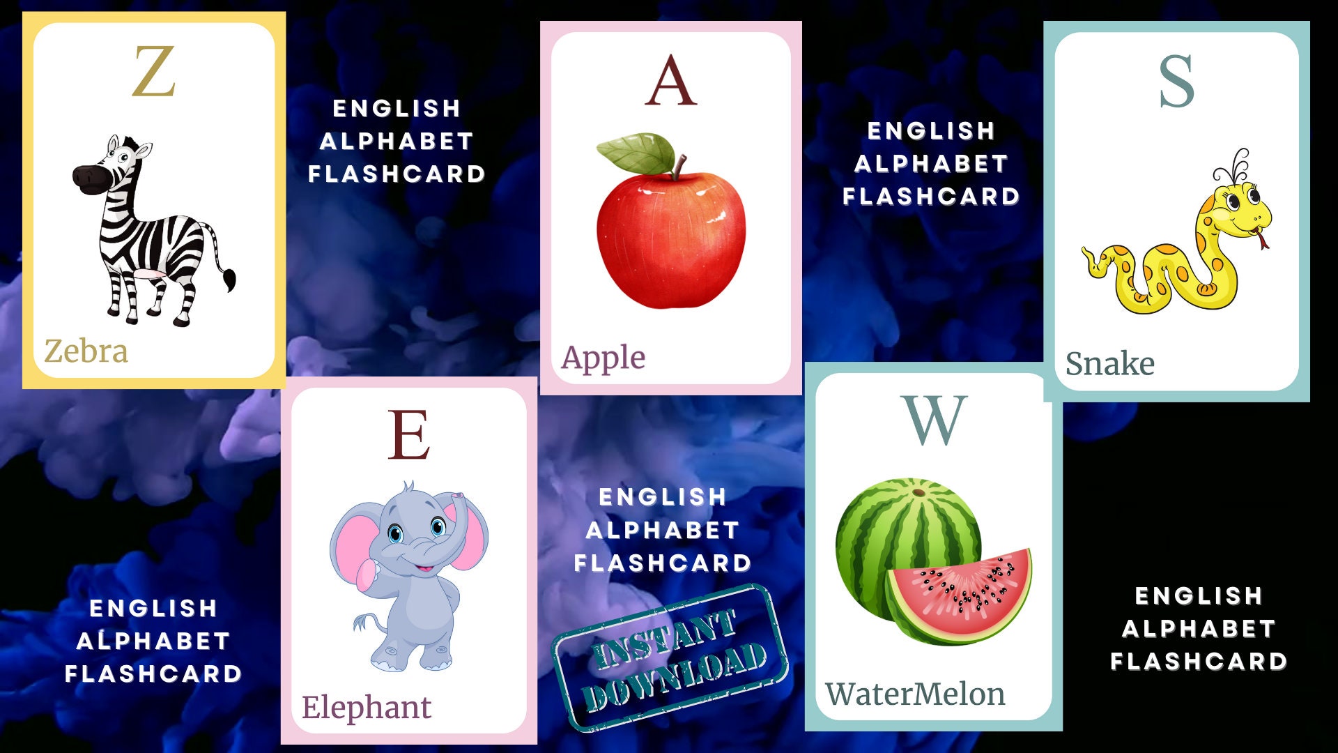 English Alphabet FLASHCARD With Picture, Learning English, English ...