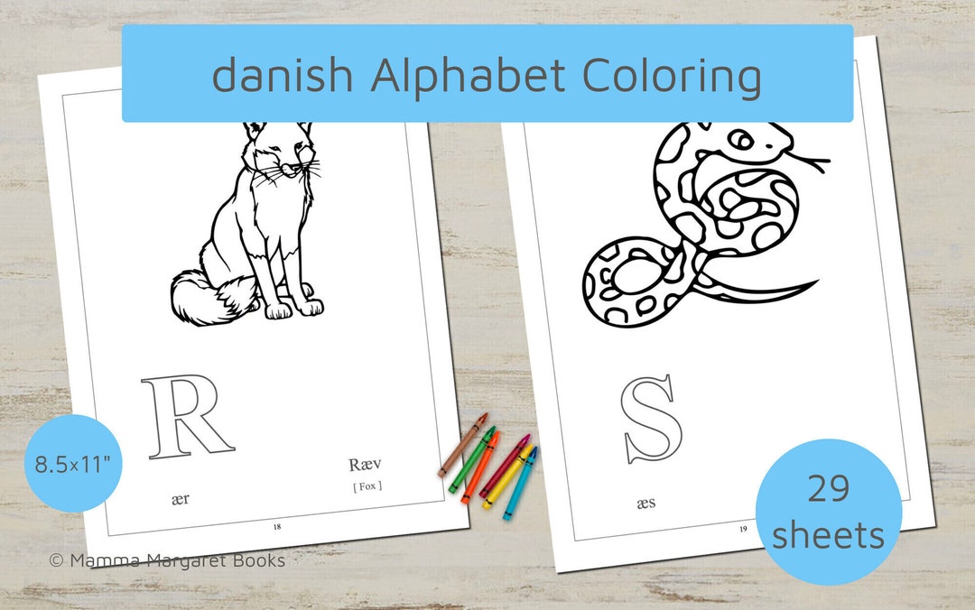 Danish Alphabet Coloring Pages (29 Pages), Printable Danish Alphabet ...
