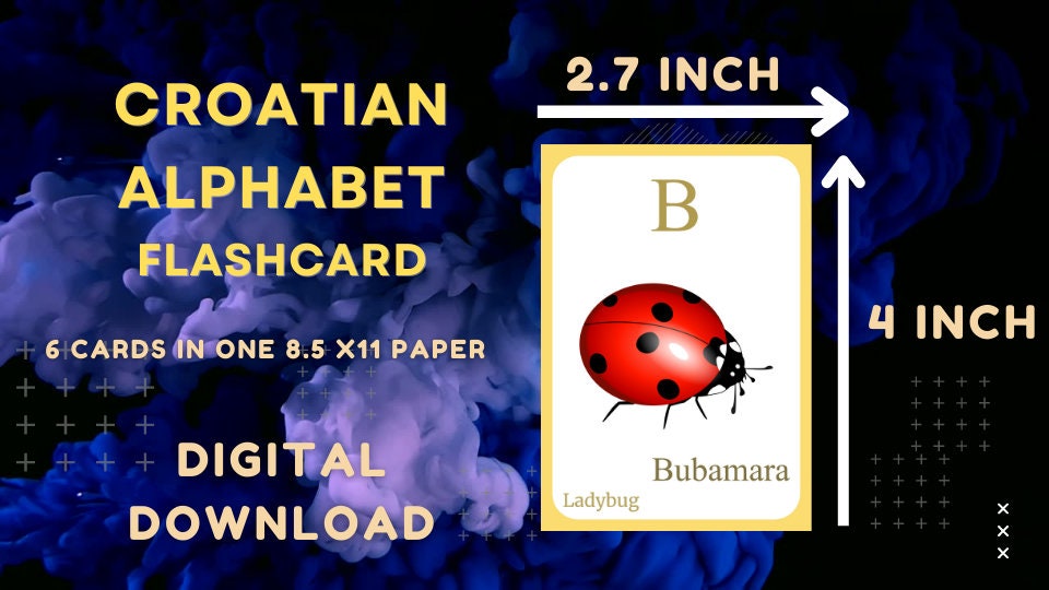 CROATIAN Alphabet FLASHCARD With Picture, Learning Croatian ...