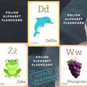 POLISH Alphabet FLASHCARD With Picture, Learning Polish, Polish Letter ...
