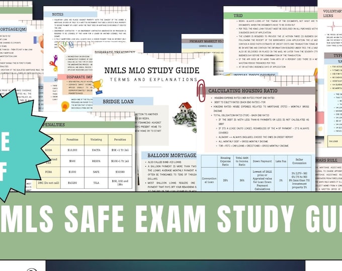 NMLS SAFE Mortgage Loan Officer Exam Study Guide MLO, Loan Officer ...