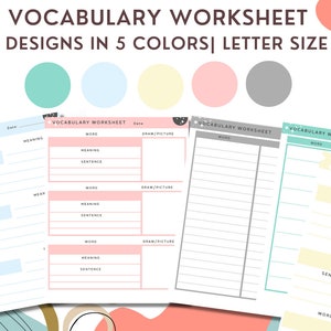 VOCABULARY WORKSHEET and Tracker List Printable, Perfect Language ...