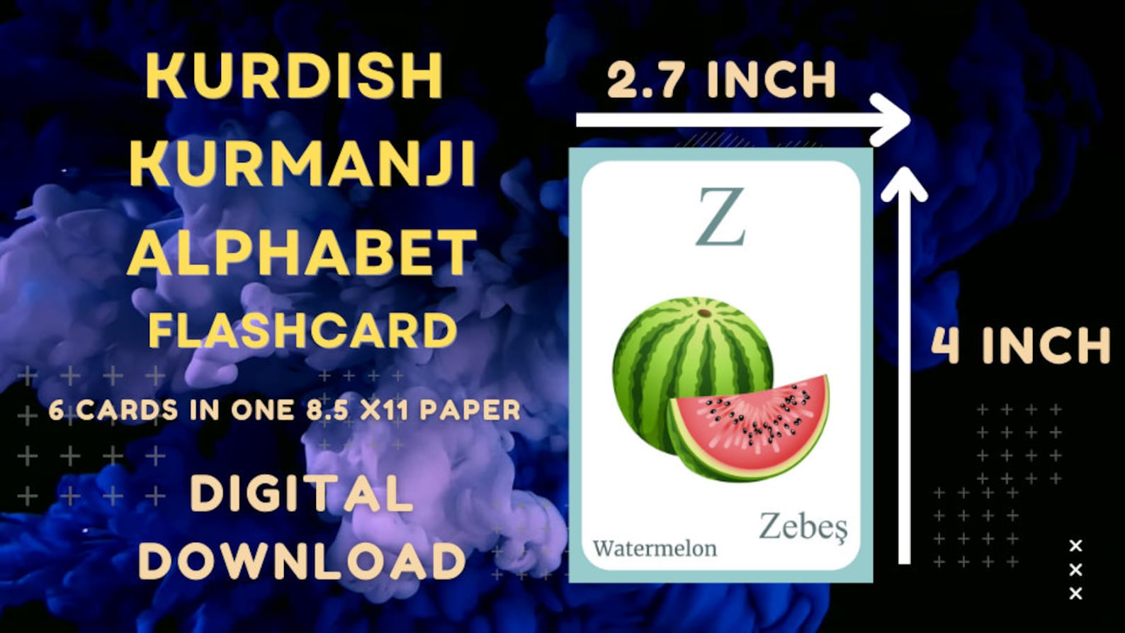 KURDISH Kurmanji Alphabet FLASHCARD With Picture, Learning Kurdish ...