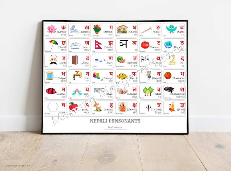 NEPALI Alphabet CHART, NEPALI Vowels and Nepali Consonants Chart With ...
