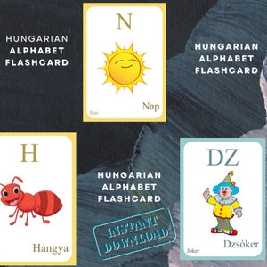 HUNGARIAN Alphabet FLASHCARD With Picture, Learning Hungarian ...