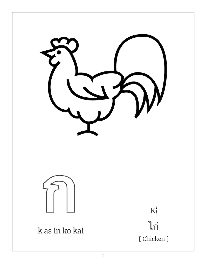 THAI Alphabet Coloring Pages 33 Pages Printable THAI | Etsy