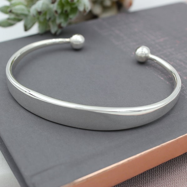 Mens Torque Silver Bangle - Etsy