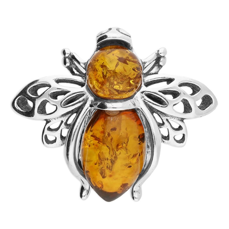 Bee Brooch in Solid Sterling Silver Set With Amber - Etsy