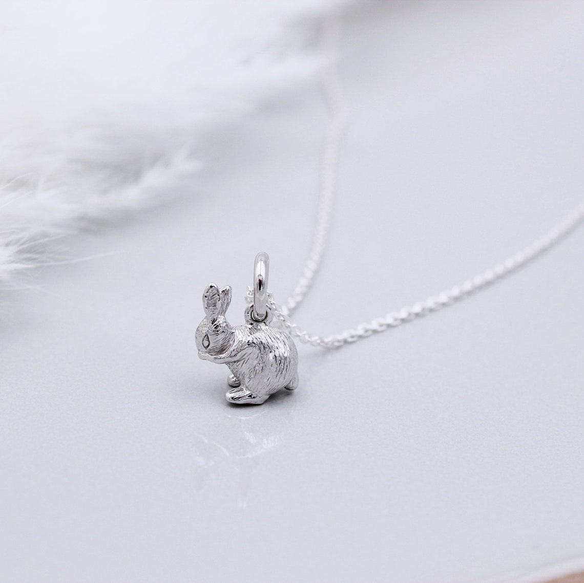 Solid Sterling Silver Bunny Rabbit Necklace - Etsy