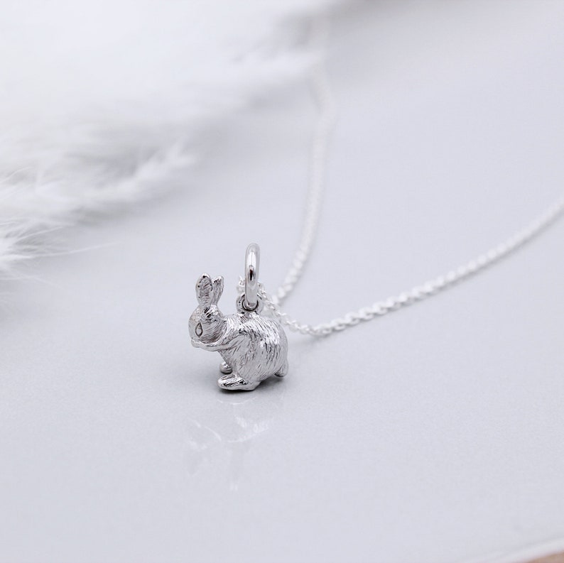 Solid Sterling Silver Bunny Rabbit Necklace | Etsy