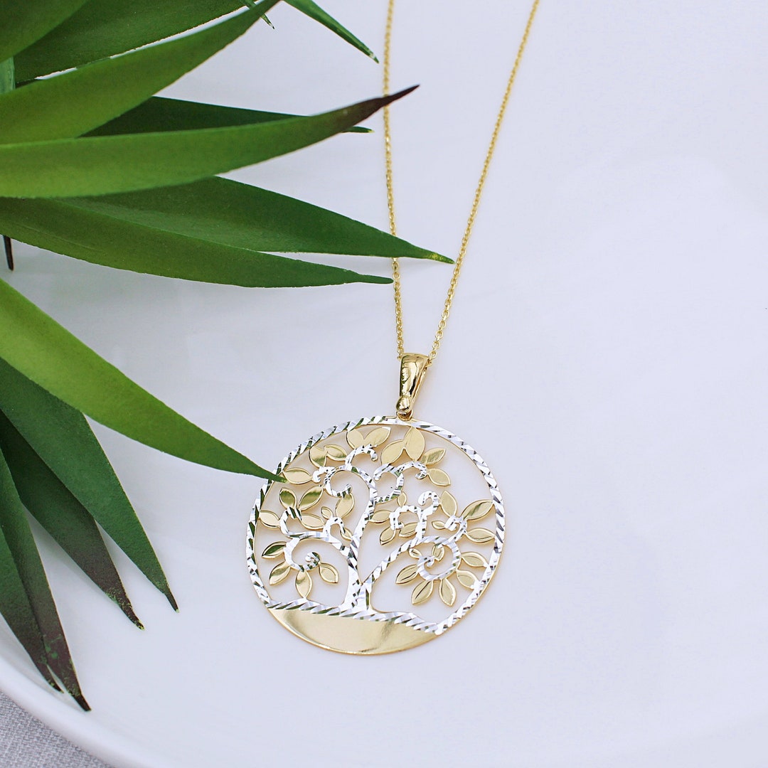 Sterling Silver & Gold Tree of Life Necklace - Etsy