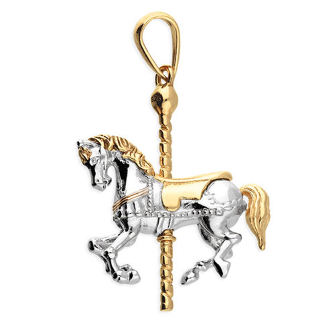 Sterling Silver & Gold Carousel Horse Necklace - Etsy