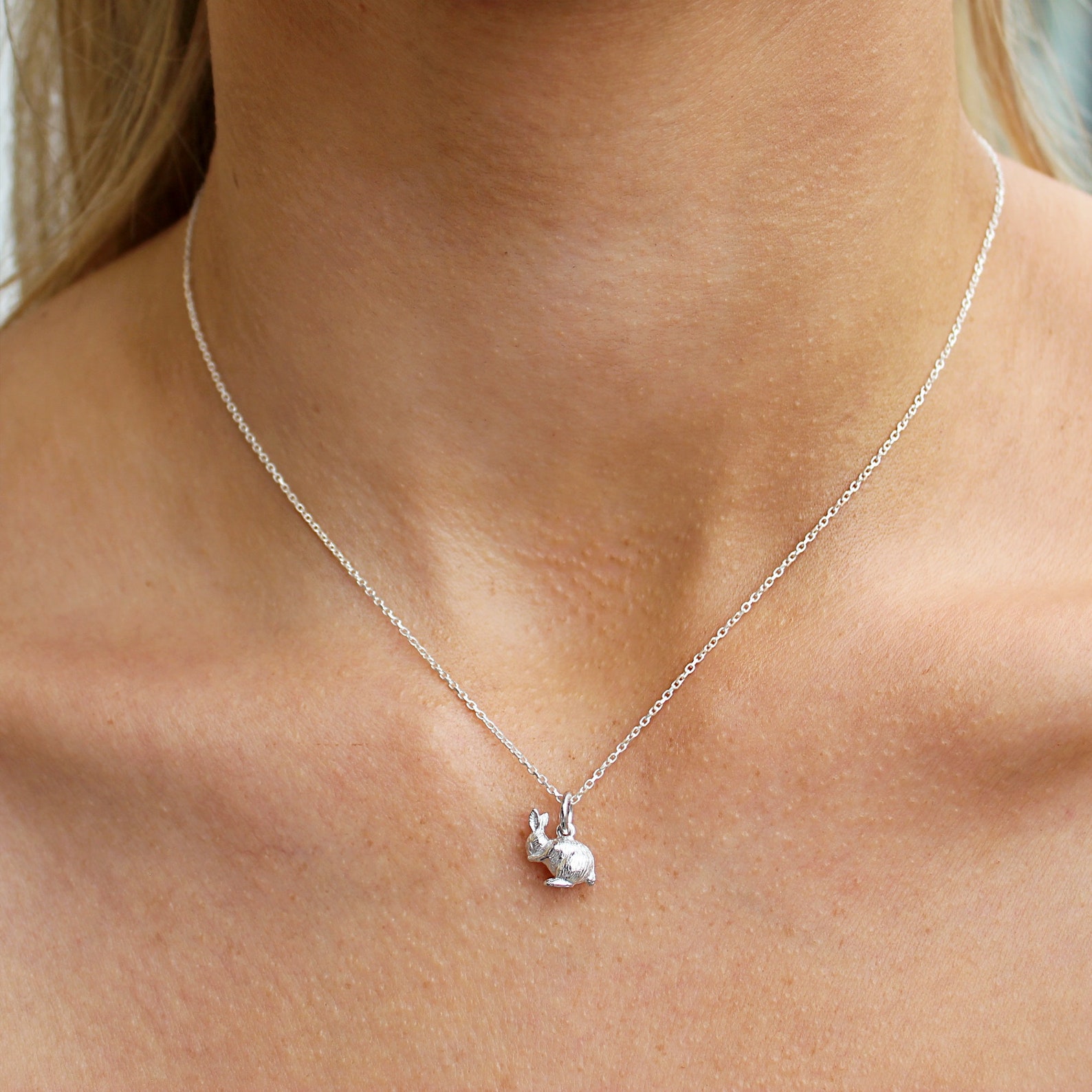 Solid Sterling Silver Bunny Rabbit Necklace - Etsy