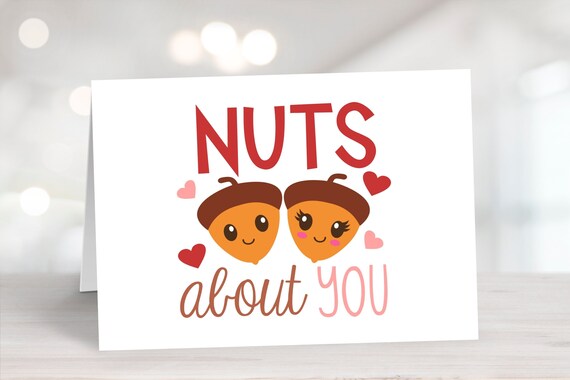 Nuts About You Printable Valentine's Day Card for Him - Etsy