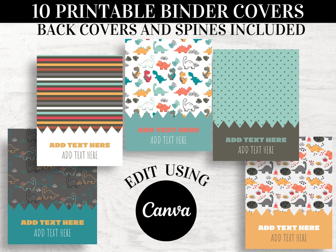 Dinosaur Binder Cover Printable, Editable Binder Cover Template for Boy ...