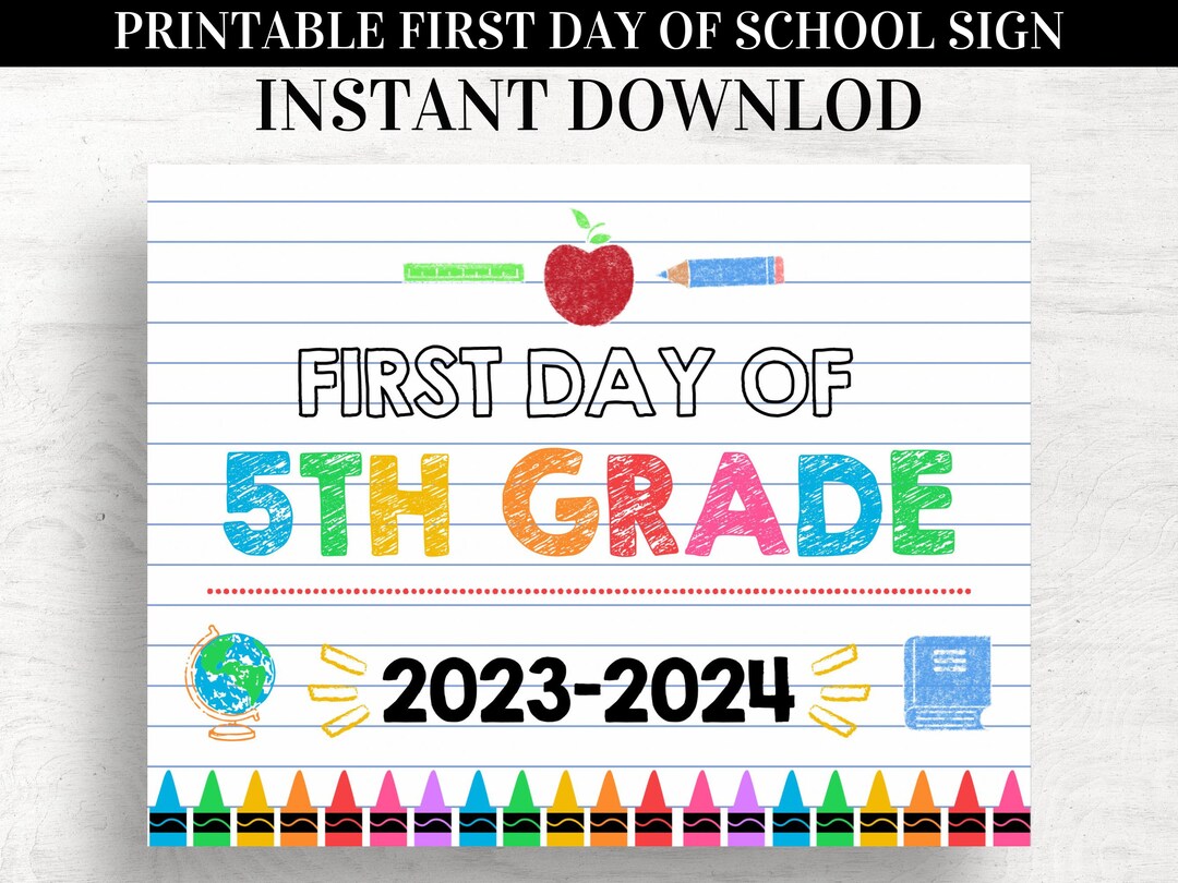 Printable First Day of 5th Grade Sign Lined Paper Back to - Etsy Ireland