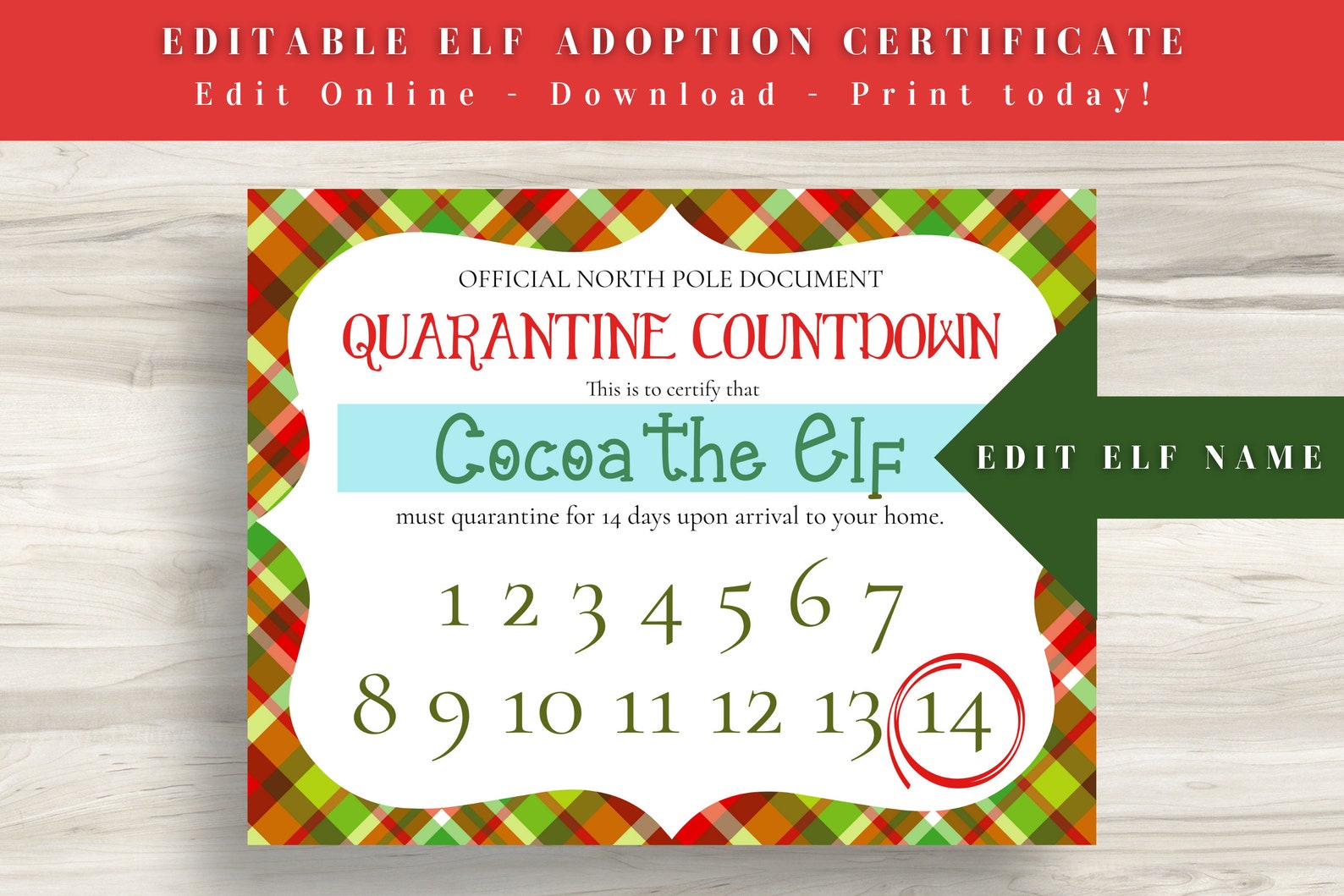 Printable Elf Adoption Certificate, Elf Quarantine, Black Elf Goodbye ...