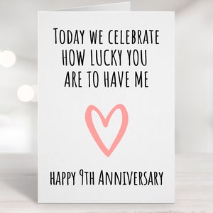 Printable Anniversary Card 9th Anniversary Card Nine Year - Etsy