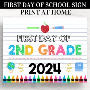 Printable First Day of 2nd Grade Sign 2024, Back to School Poster ...