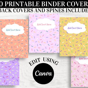 Sprinkles Binder Cover Printable, Girly Editable Binder Cover Template ...