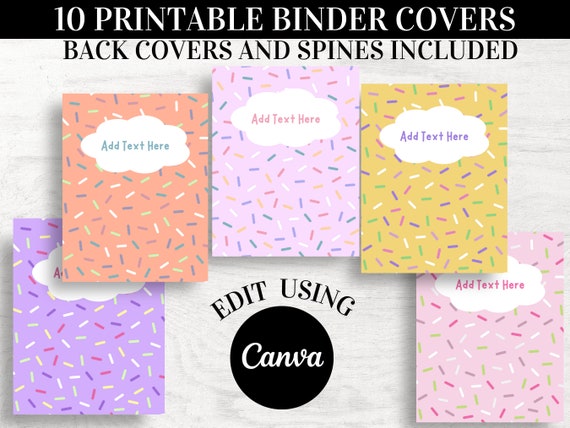 Sprinkles Binder Cover Printable Girly Editable Binder Cover - Etsy